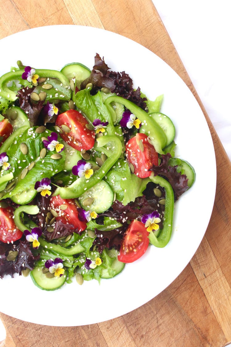 Simple Garden Salad with a Honey Mustard Dressing - Nourish & Tempt