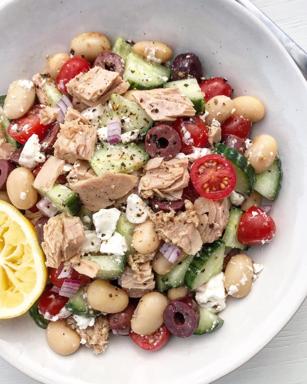 Greek-Style Tuna and White Bean Salad - Nourish & Tempt
