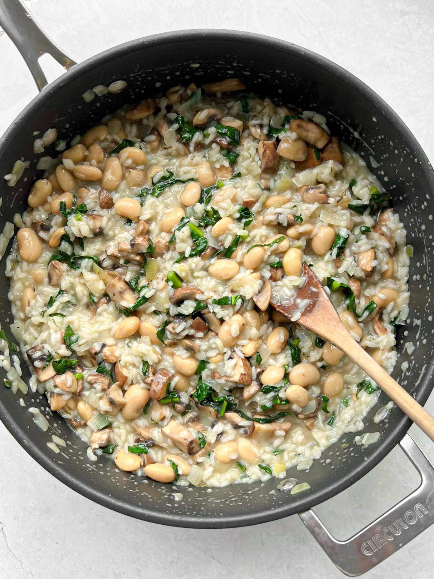 Mushroom, Kale & White Bean Risotto (Vegetarian) - Nourish & Tempt