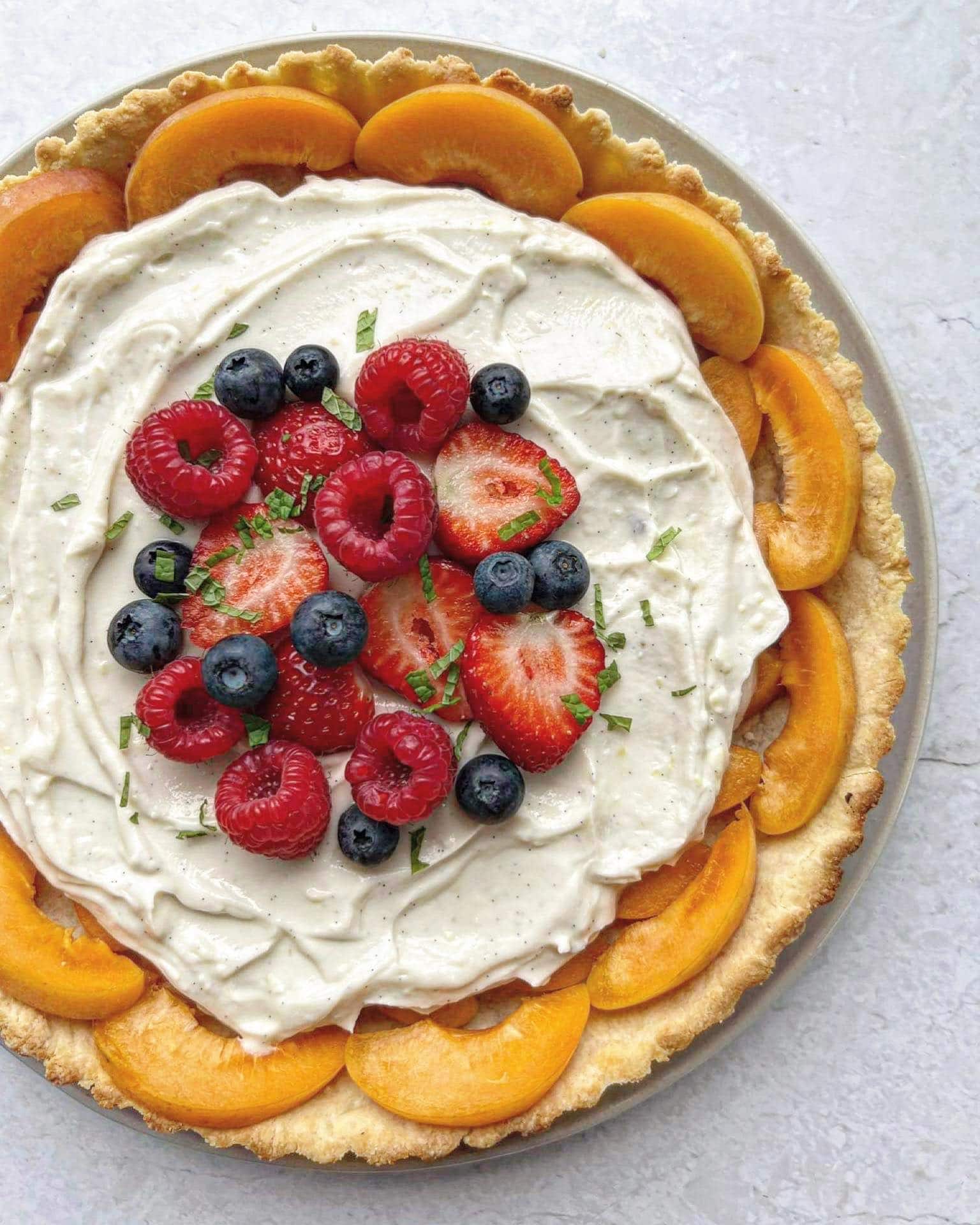 Whipped Vanilla-Lemon Ricotta Tart with Fruit - Nourish & Tempt