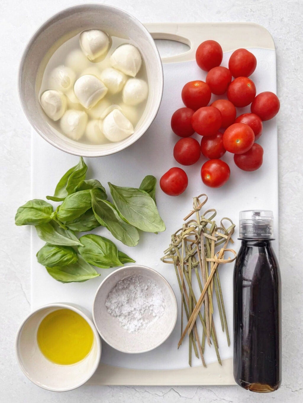 Caprese Salad Skewers with Bocconcini (Appetizer) - Nourish & Tempt