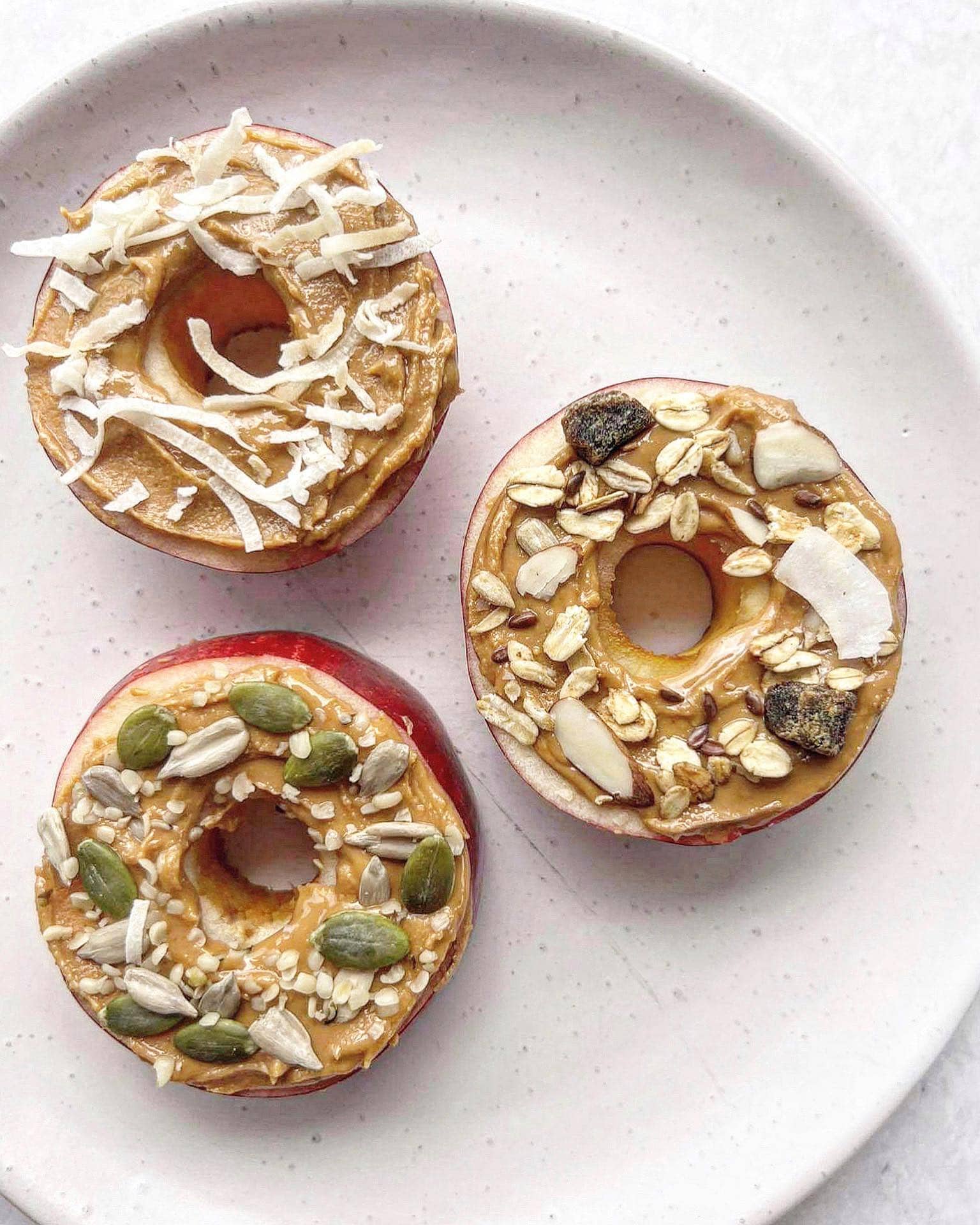 Peanut Butter & Apple Donut Snack Rings - Nourish & Tempt
