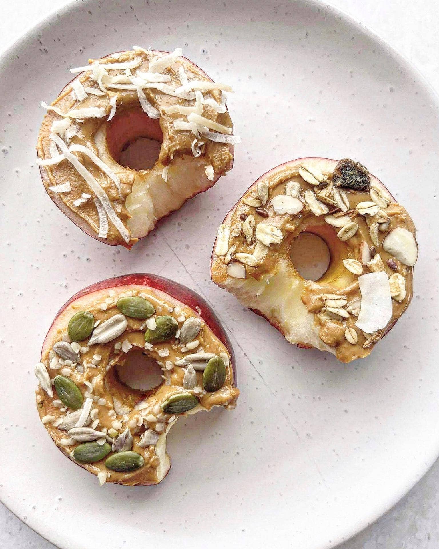 Peanut Butter & Apple Donut Snack Rings - Nourish & Tempt