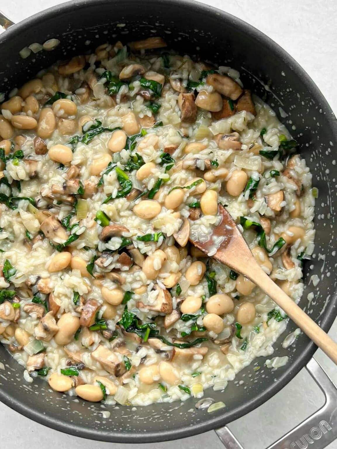 Mushroom, Kale & White Bean Risotto (Vegetarian) - Nourish & Tempt
