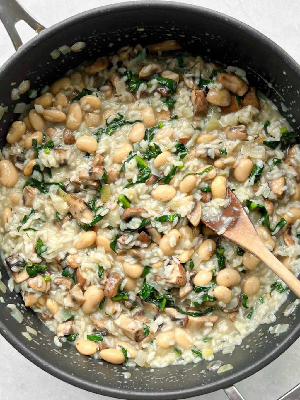 Mushroom, Kale & White Bean Risotto (Vegetarian) - Nourish & Tempt