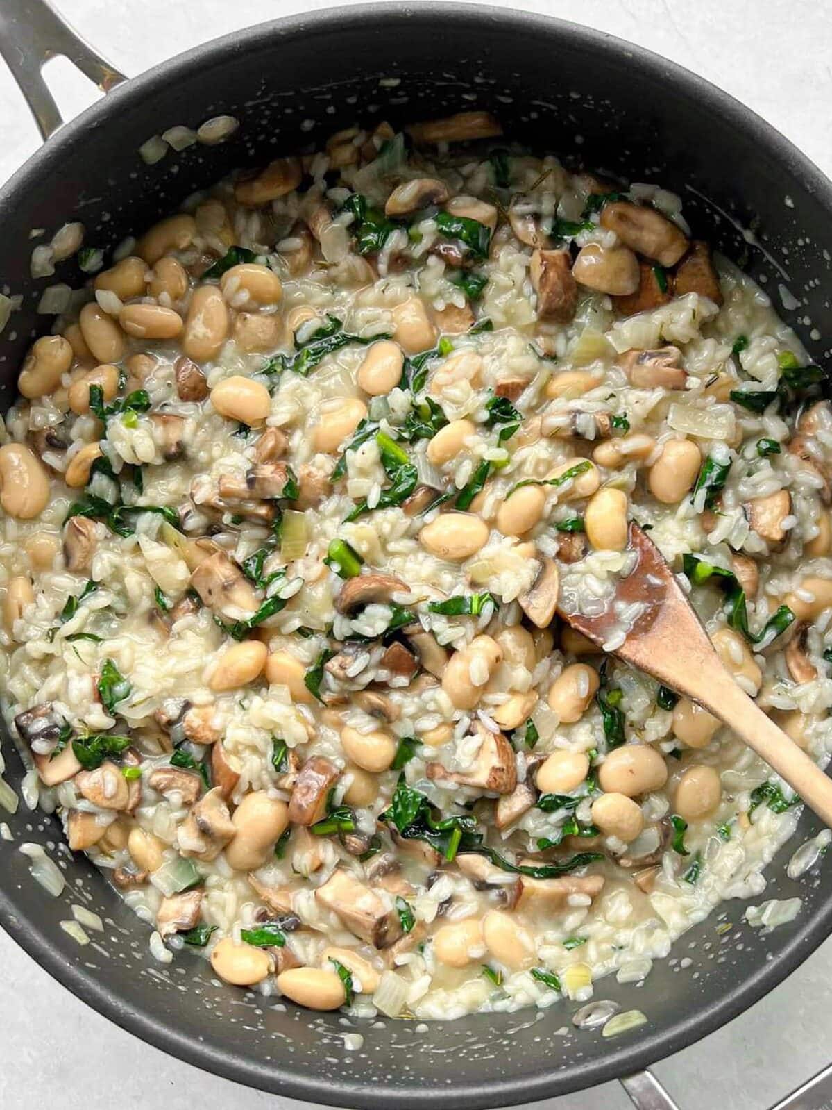 Mushroom, Kale & White Bean Risotto (Vegetarian) - Nourish & Tempt