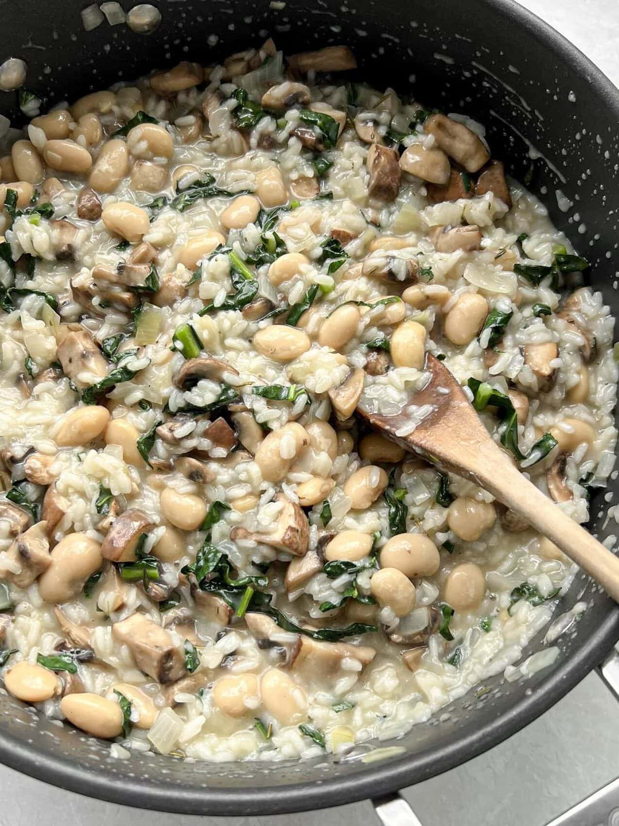 Mushroom, Kale & White Bean Risotto (Vegetarian) - Nourish & Tempt
