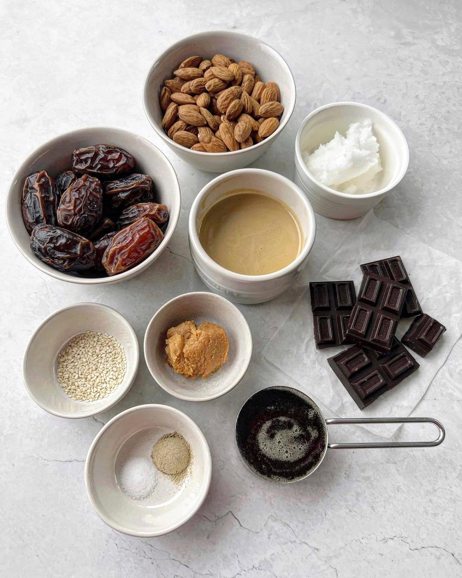 No-Bake Tahini Caramel Dessert Bars - Nourish & Tempt